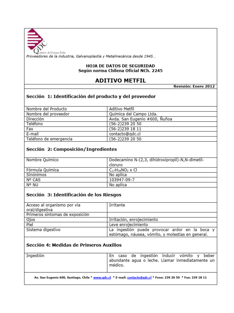 Aditivo Metfil | PDF | Agua