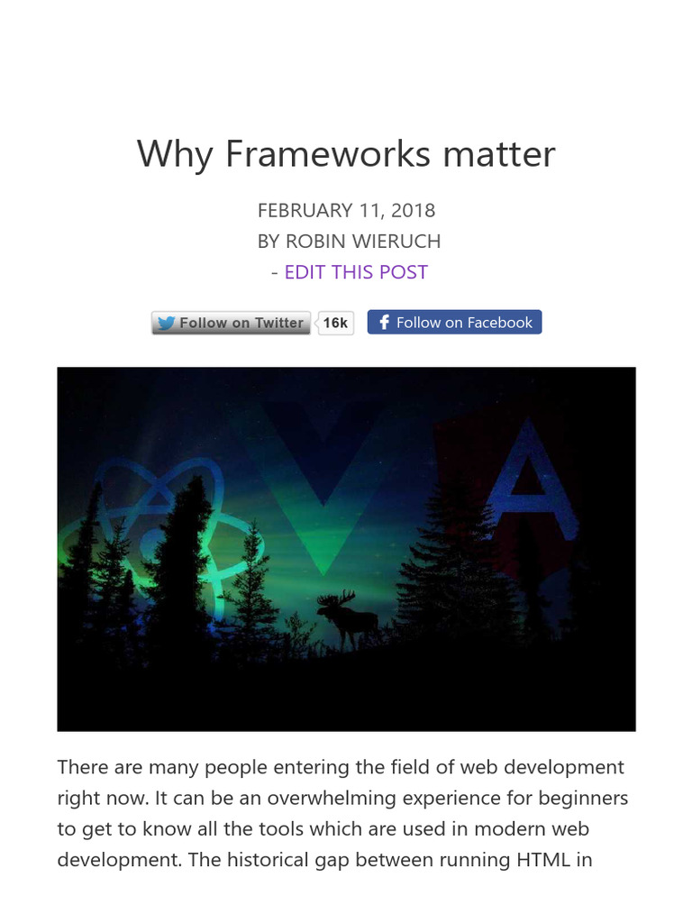 Why Frameworks Matter - RWieruch | PDF | Document Object Model | Java Script
