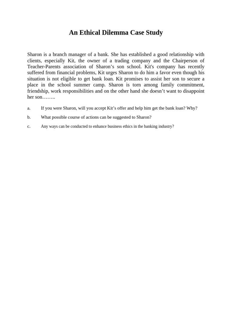 An Ethical Dilemma Case Study 2 (1) | PDF
