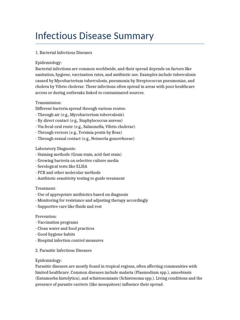 Eresco MF4: Infectious Disease Overview | PDF | Infection | Immune System