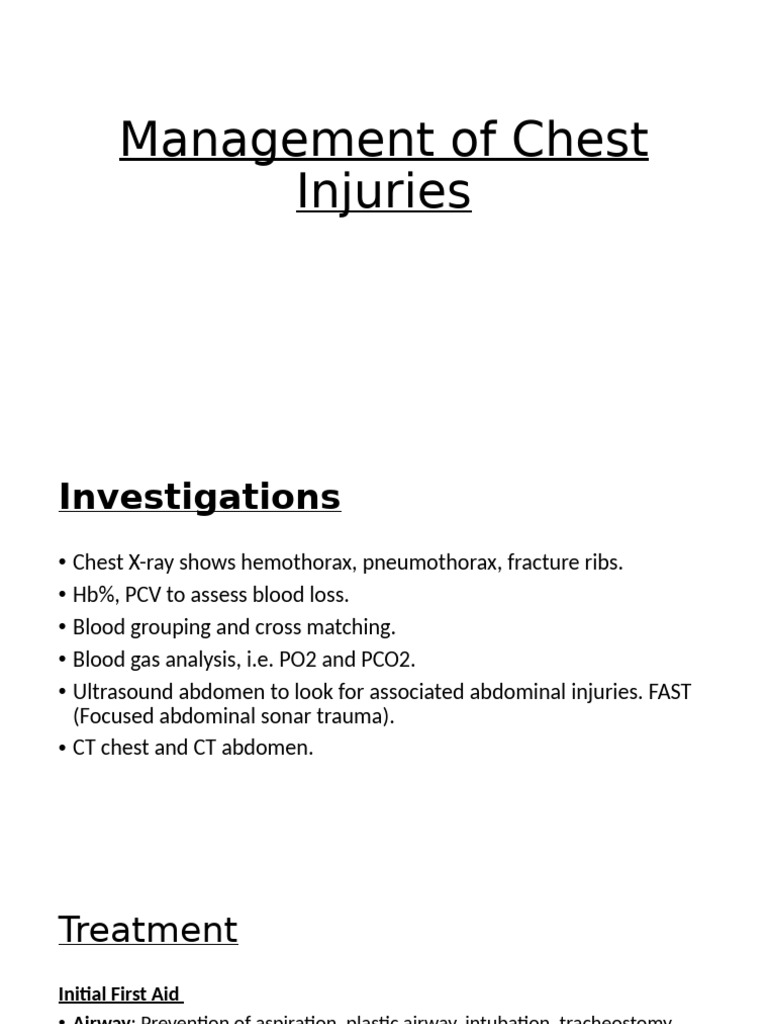 Management of Chest Injuries | PDF | Thorax | Clinical Medicine