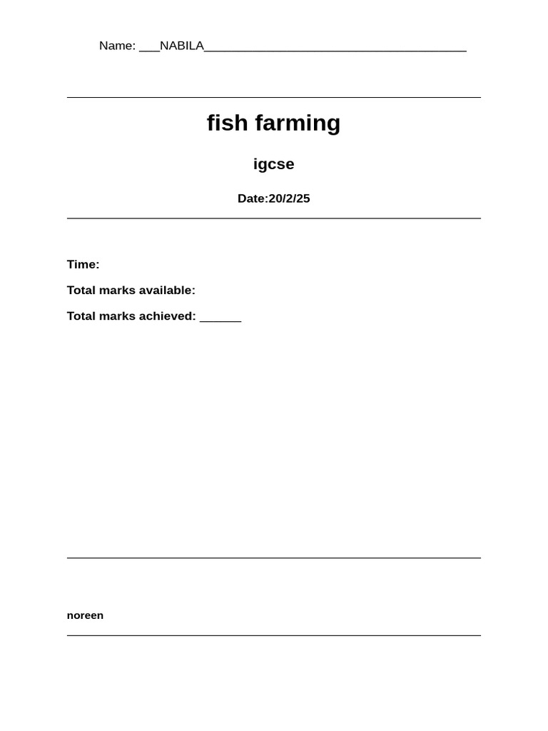 Fish-Farming Worksheet HW | PDF | Fish | Environmental Science