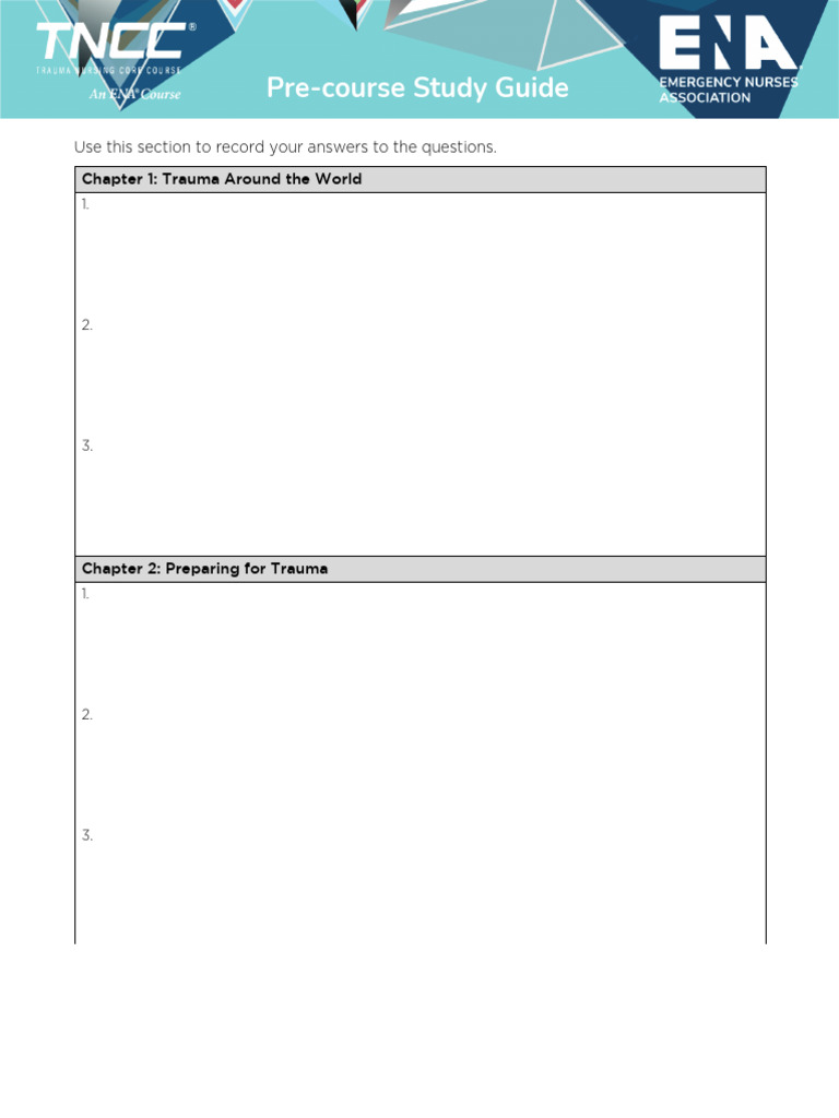 Pre Course Study Guide Fillable Answer Sheet | PDF