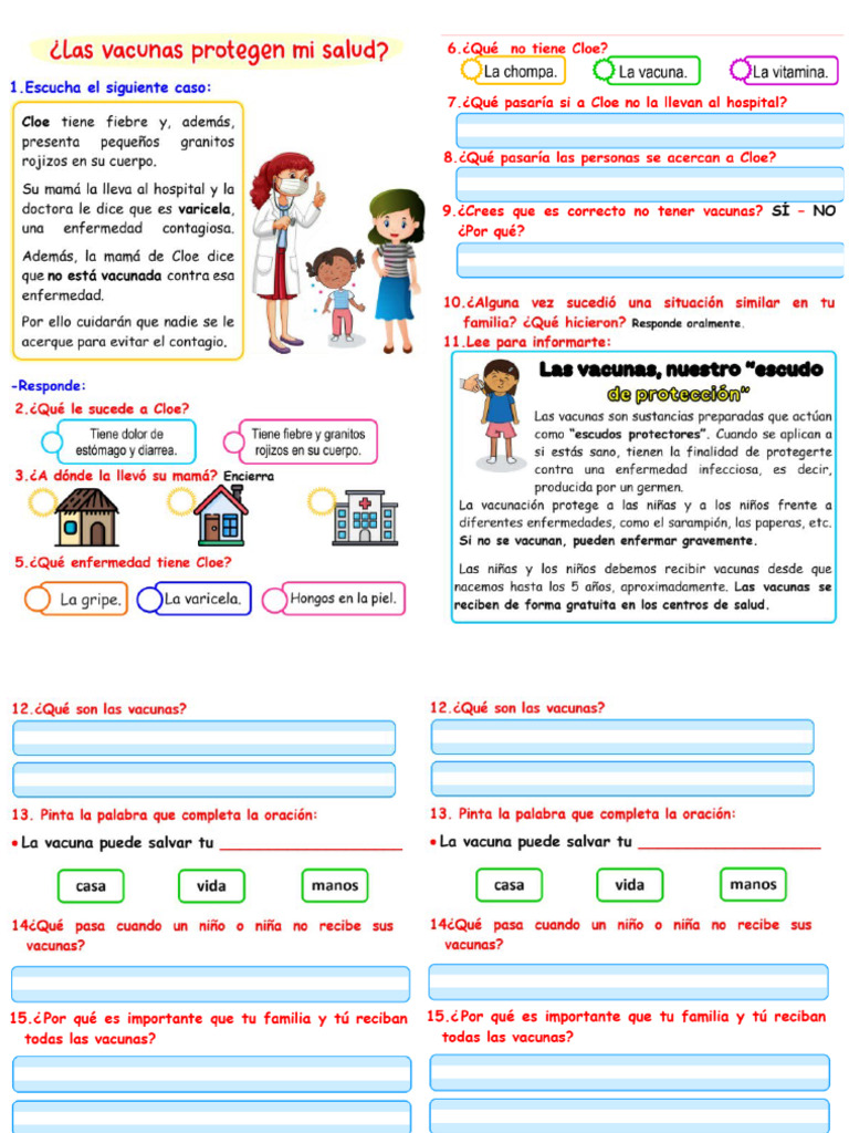 2do U2 PS FICHAS Las Vacunas Protegen Mi Salud | PDF
