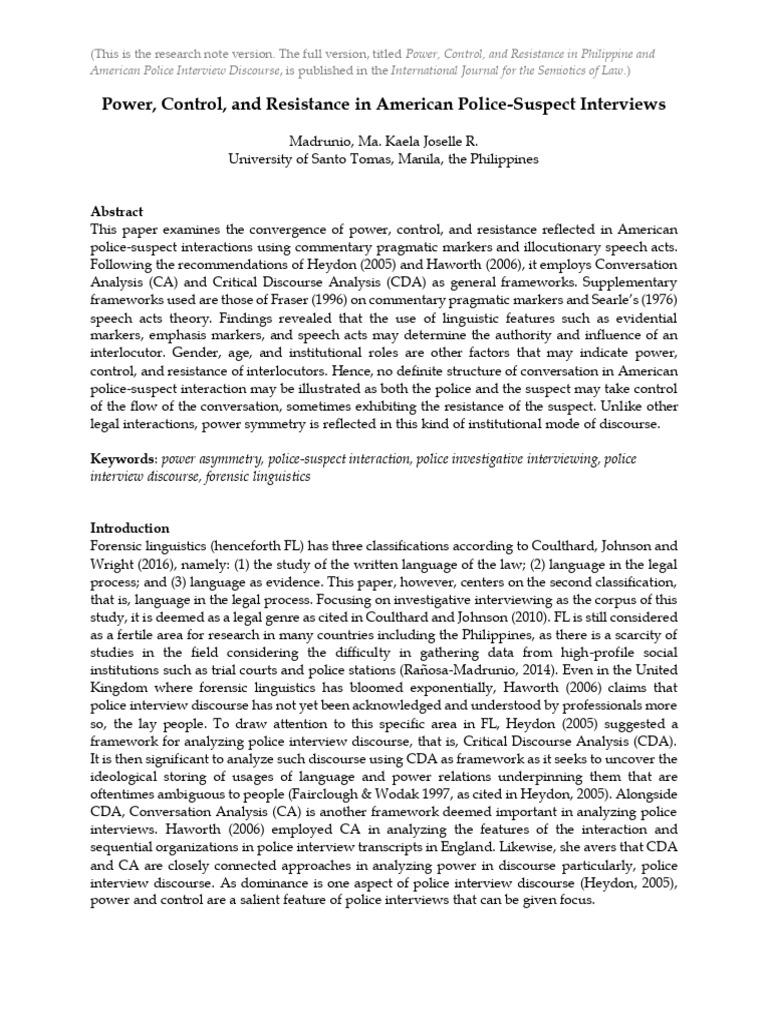 Research Note Version - Power, Control, and Resistance | PDF ...