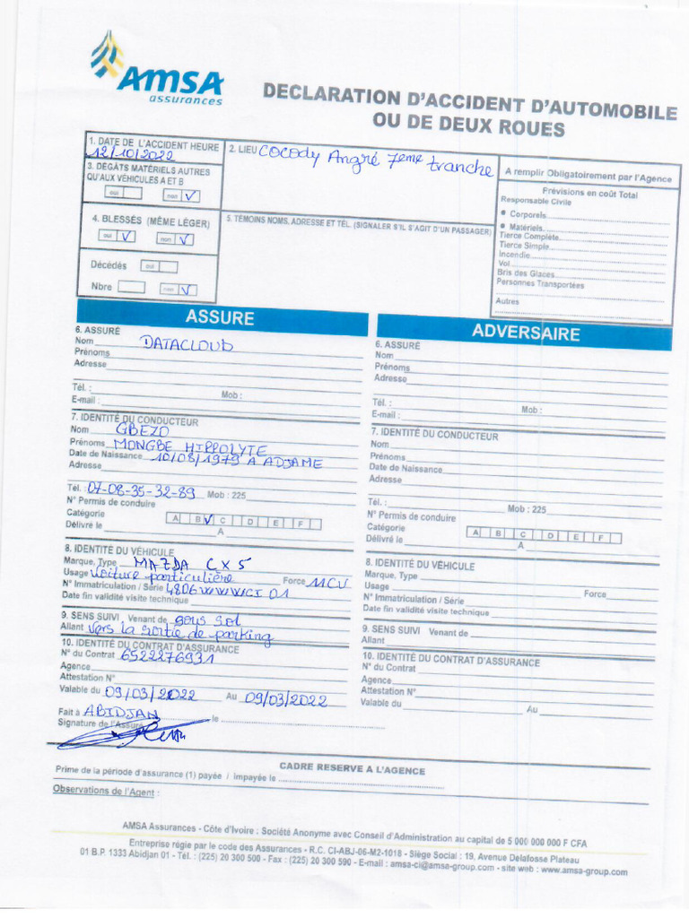 Déclaration de Sinistre | PDF