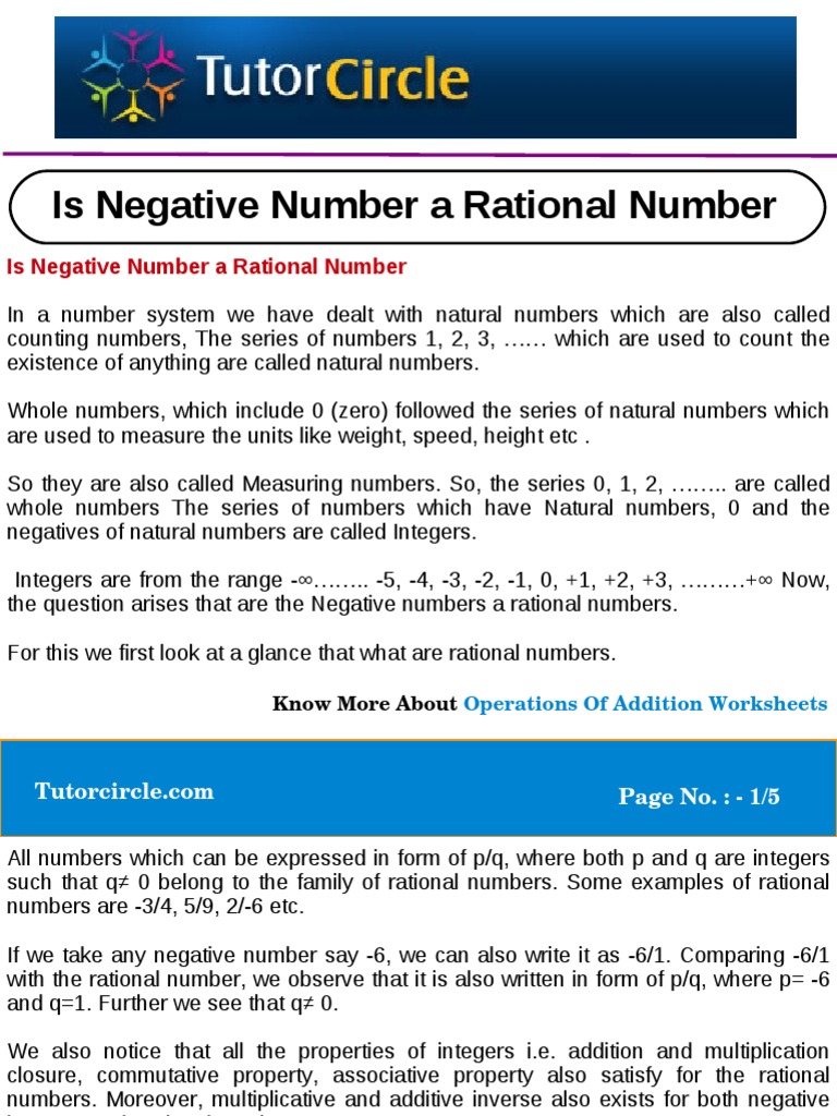 Is Negative Number a Rational Number | Fraction (Mathematics ...
