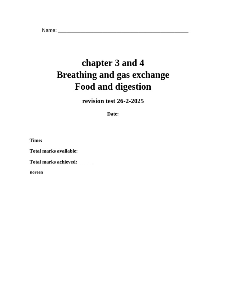 CHPTR 3,4 Worksheet | PDF | Blood | Milk