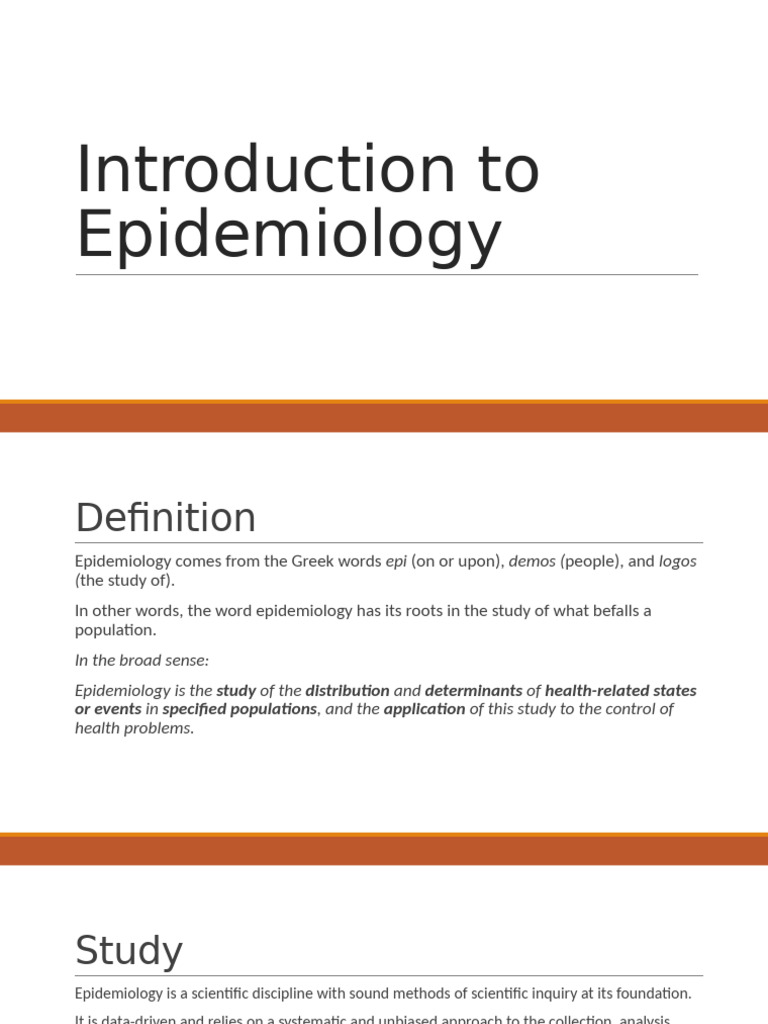 Lecture 1 - Introduction To Epidemiology | PDF | Epidemiology | Infection