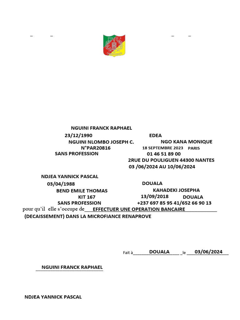 Modèle de procuration au Cameroun | PDF