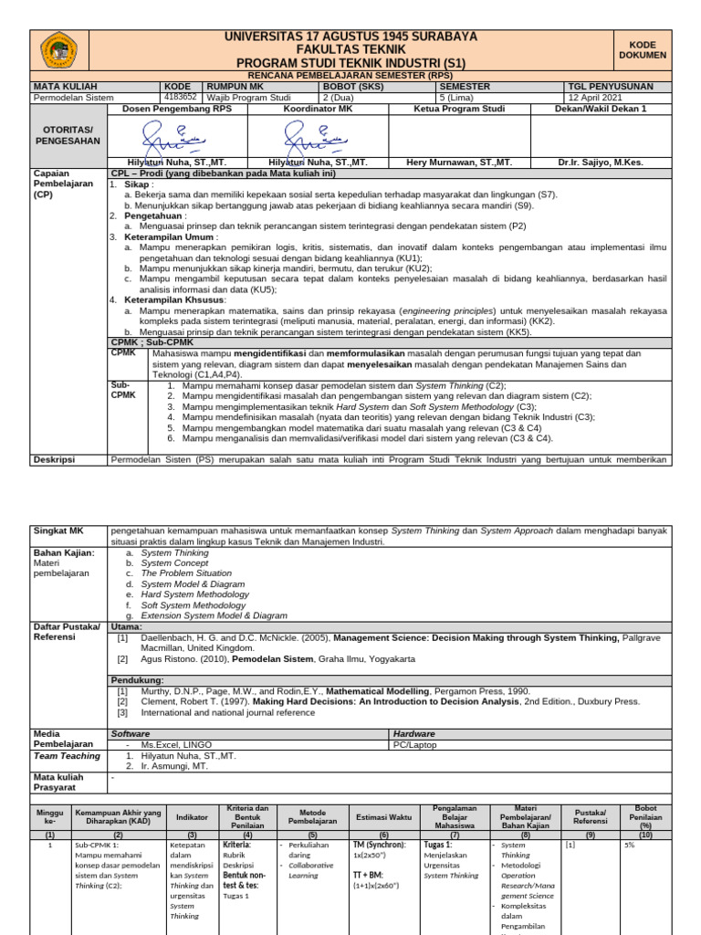 [RPS Daring] Pemodelan Sistem | PDF