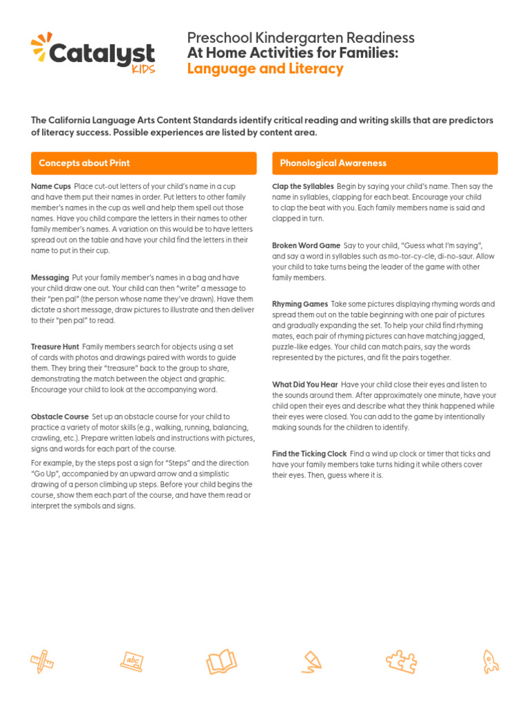 Preschool Activities For School Readiness | PDF