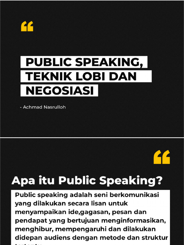 Materi Public Speaking, Lobi Dan Negosiasi | PDF