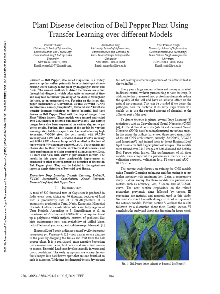 Detecting Bell Pepper Diseases Using AI | PDF