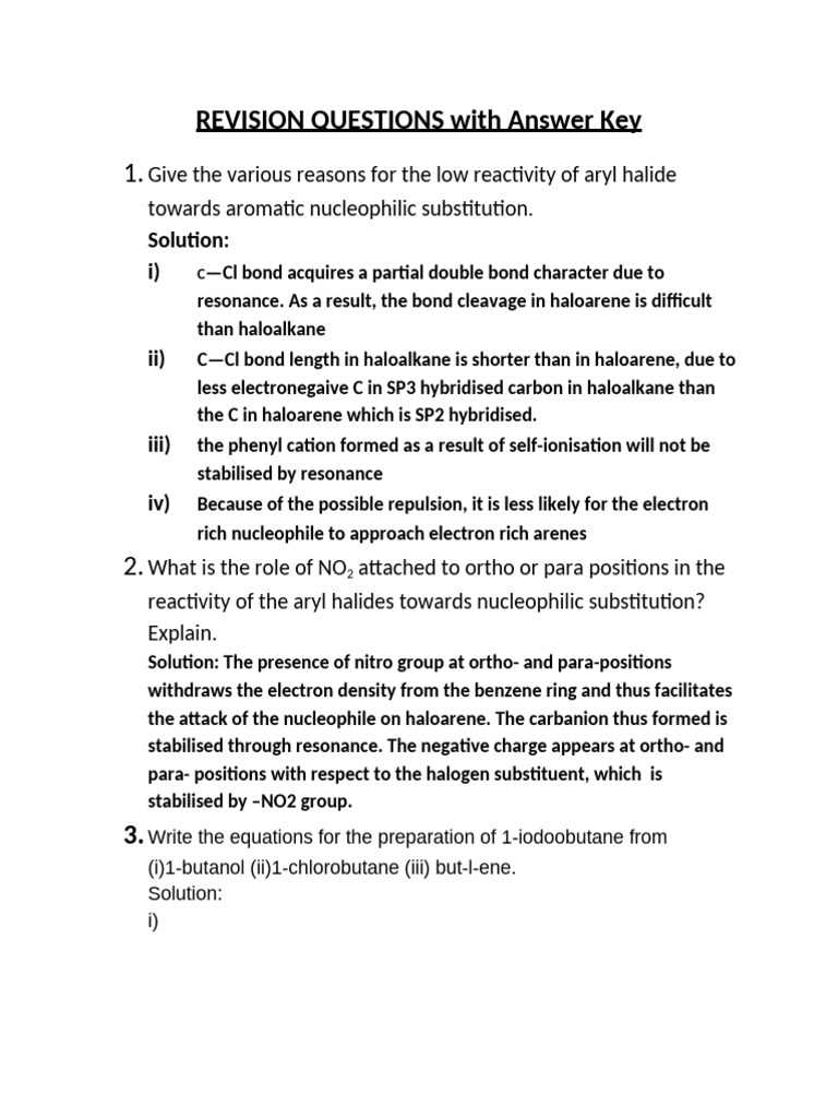 Haloalkanes and Haloarenes - Rev - Ques.2 | PDF | Organic Chemistry | Chemistry