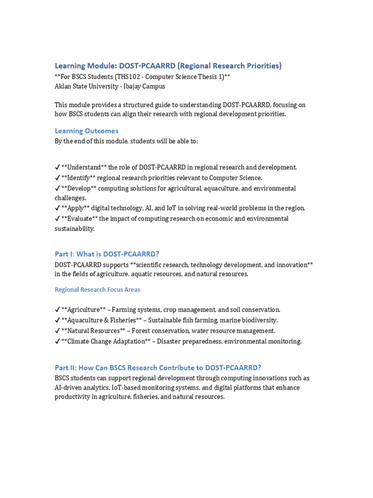 4 Dost Pcaarrd Bscs Thesis Learning Part 4 | PDF | Agriculture | Conservation Biology