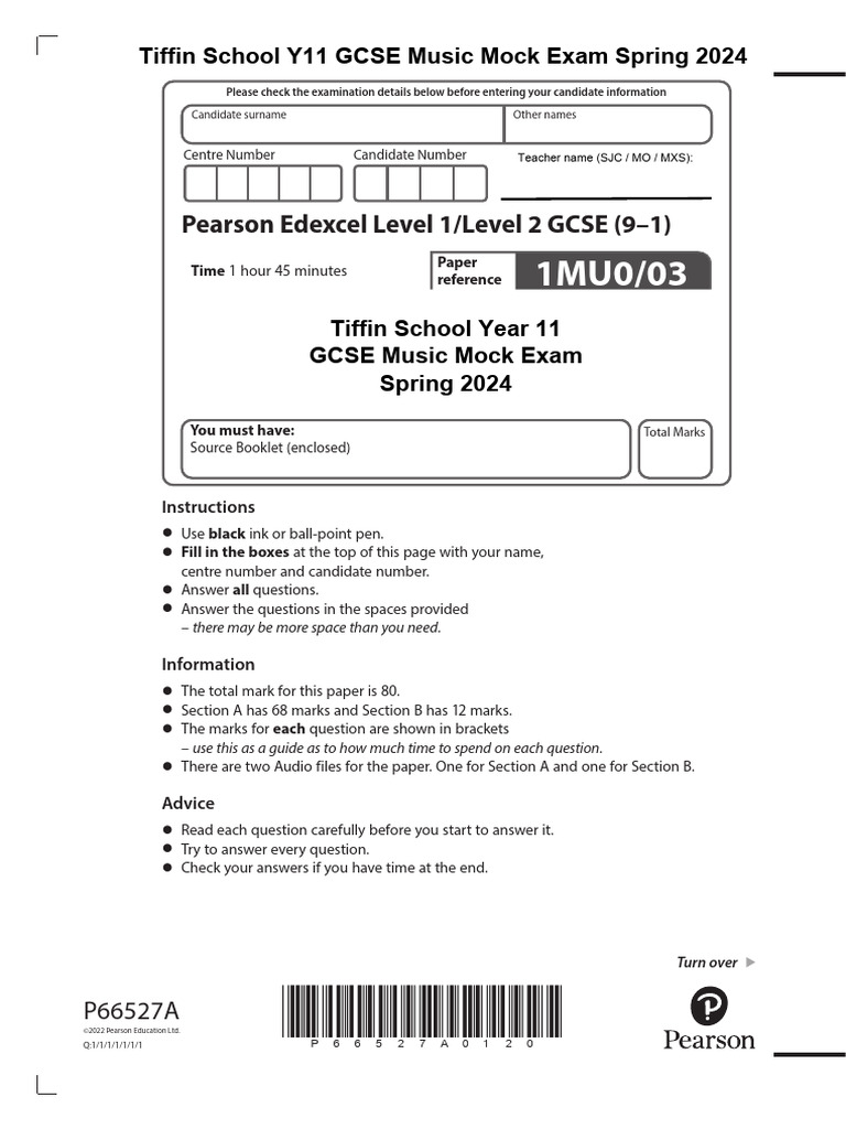 Edexcel GCSE Music Mock Exam 2024 | PDF | Elements Of Music | Music Theory