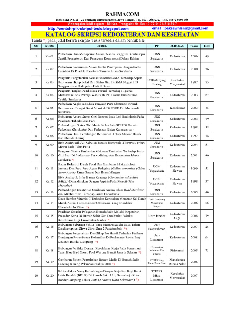 Skripsi Kedokteran Dan Kesehatan | PDF
