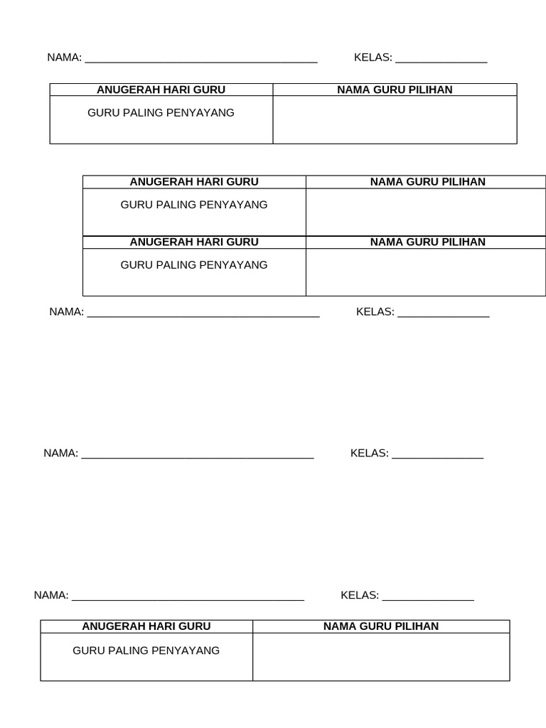 Borang Undi Murid | PDF