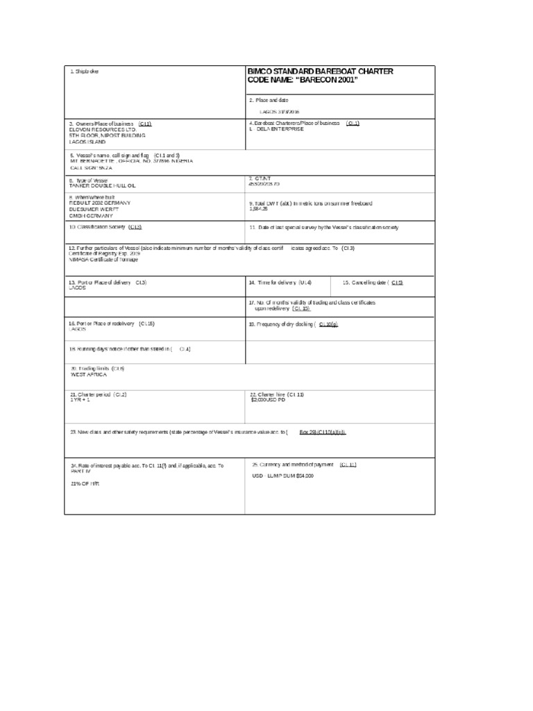 Bimco Agreement | PDF