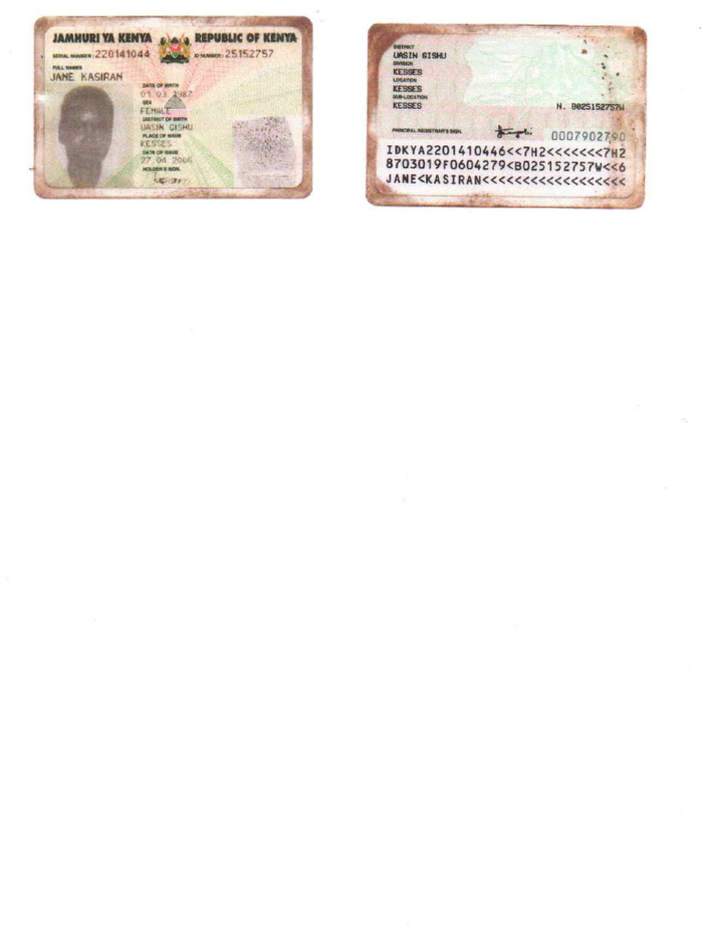 Brian Kiplagat Mother Id | PDF