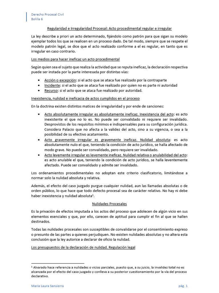 Regularidad e Irregularidad Procesal | PDF | Nulo (ley) | Ley procesal