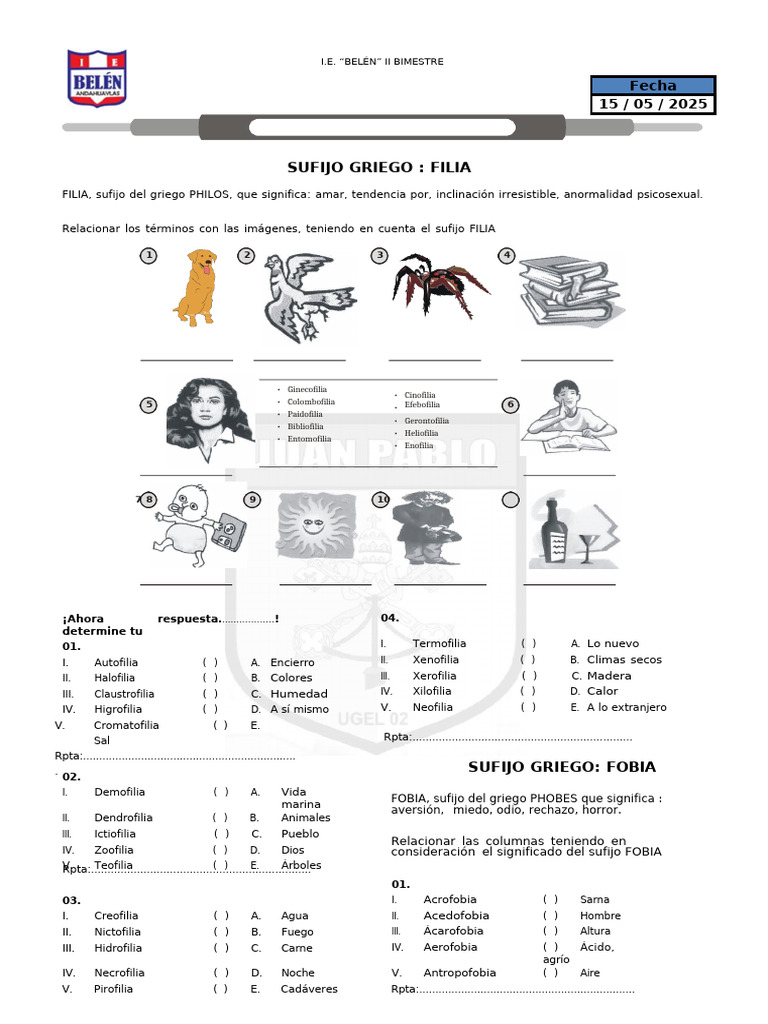 Sufijo Griego Filia | PDF | Las emociones | Temor