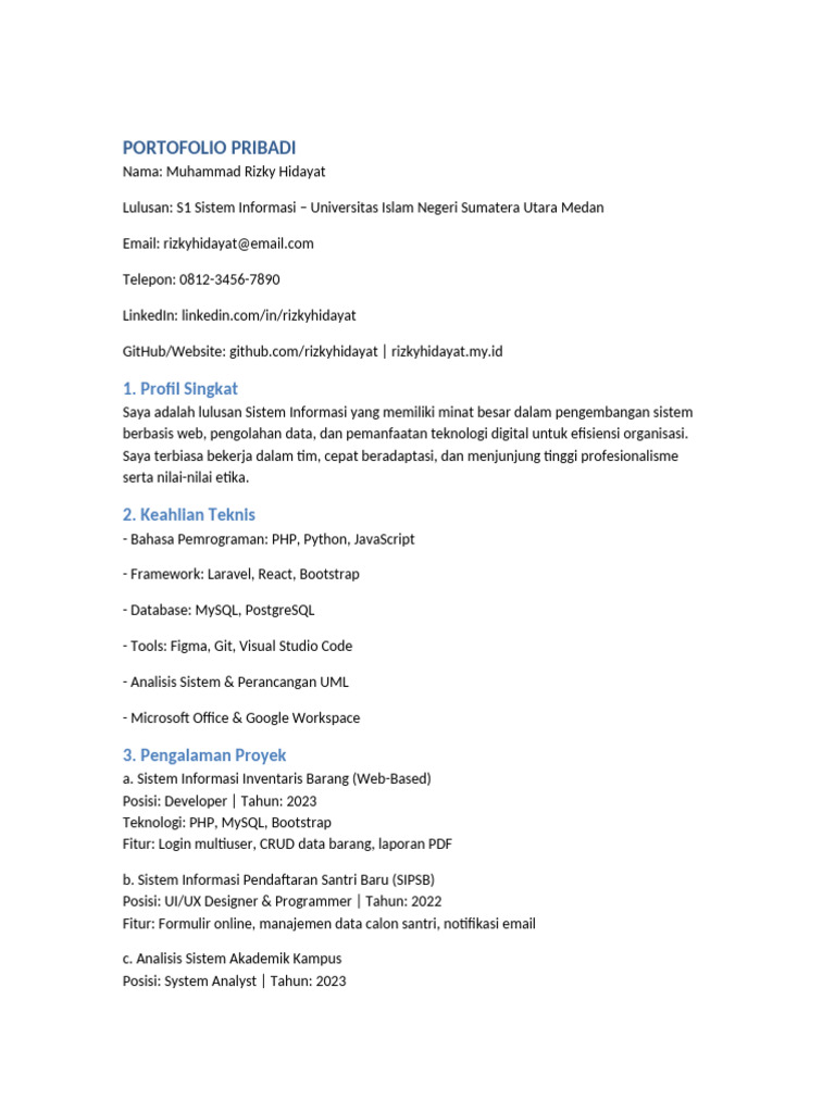 Portofolio Muhammad Rizky Hidayat | PDF
