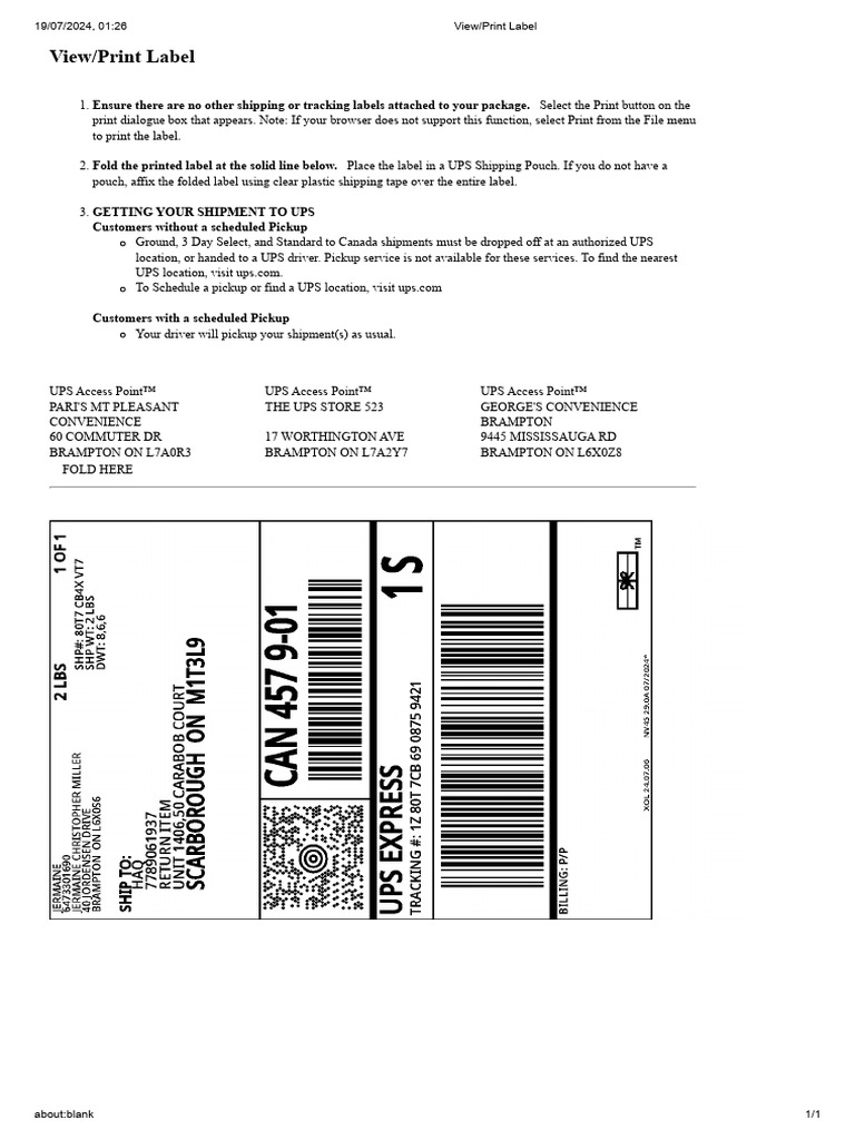 Jermaine Chirstopher Shipping Label | PDF