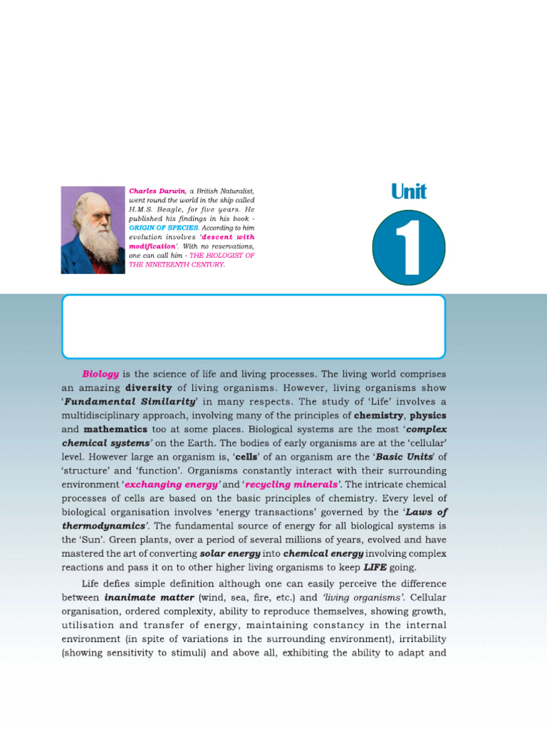 Inter Biology Chapter 1 | PDF