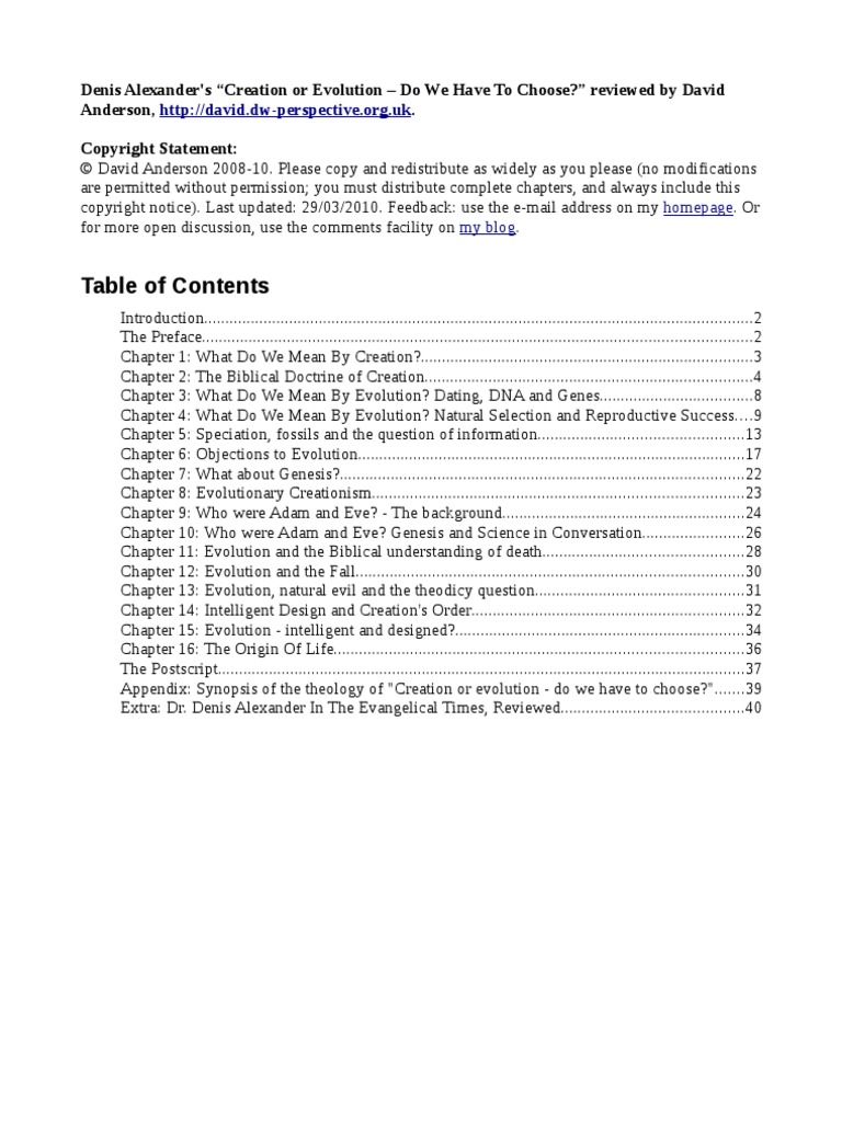 Creation or Evolution Den Is Alexander Reviewed | PDF | Creationism | Genesis Creation Narrative