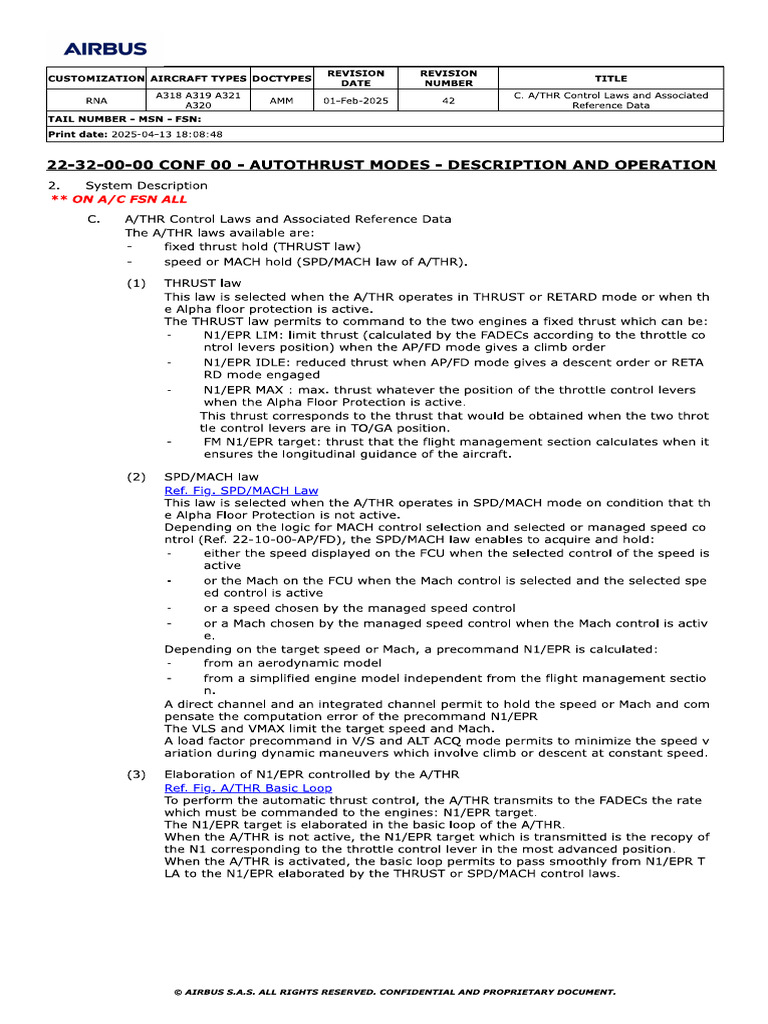 ATA 22 ATHR Control Laws | PDF