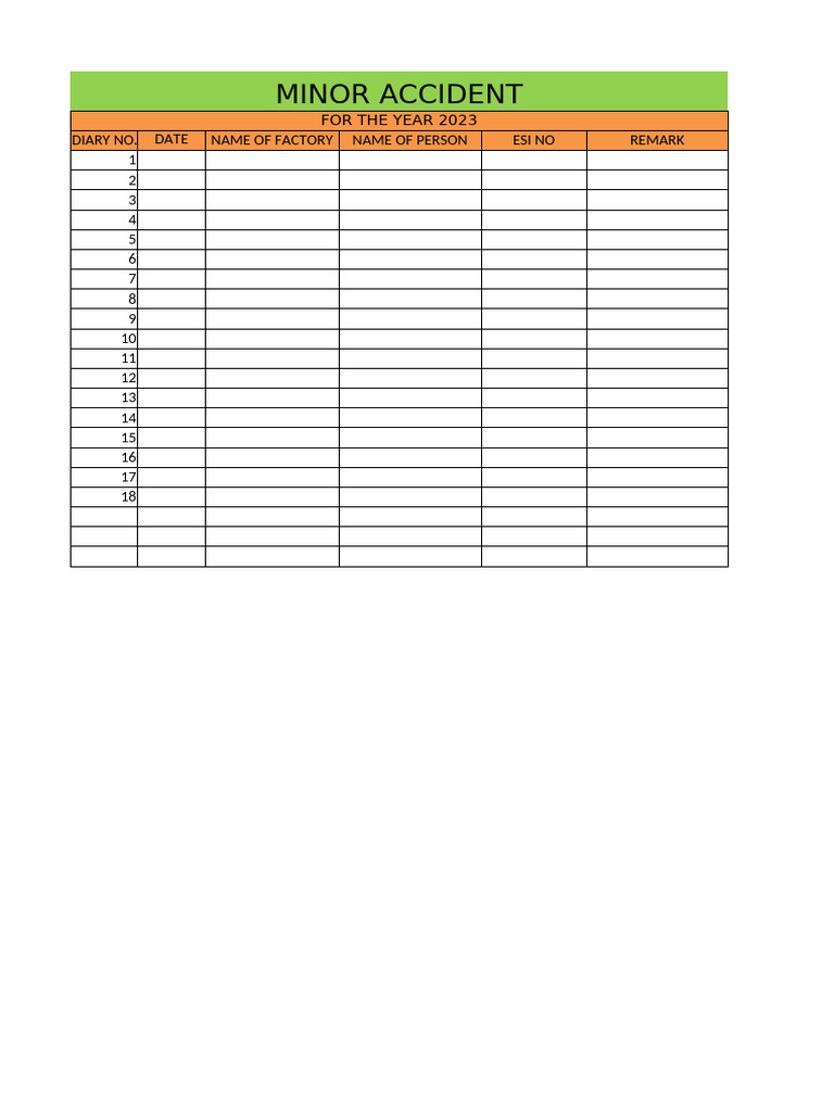 Minor Accident Diary 2023 | PDF
