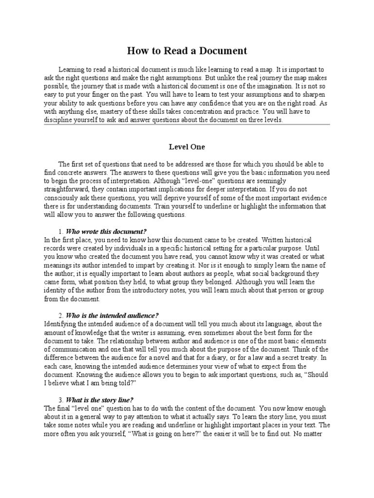 A Three-Level Approach to Analyzing Historical Documents: Asking ...