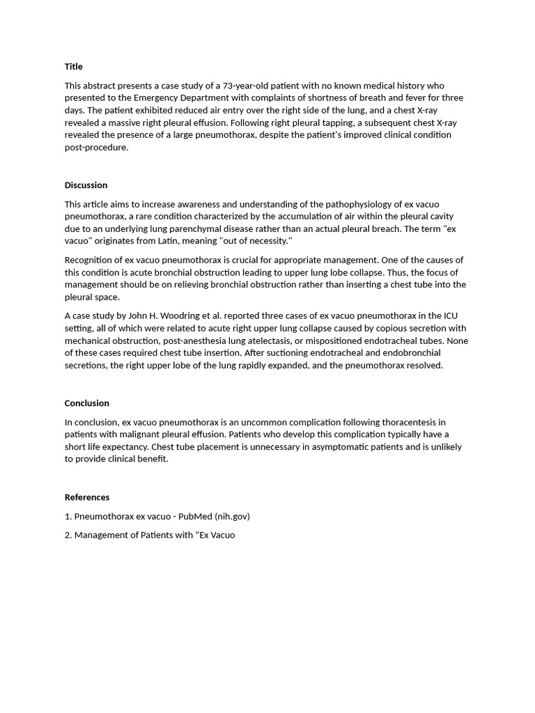 Abstract Ex Vacuo Pneumothorax | PDF