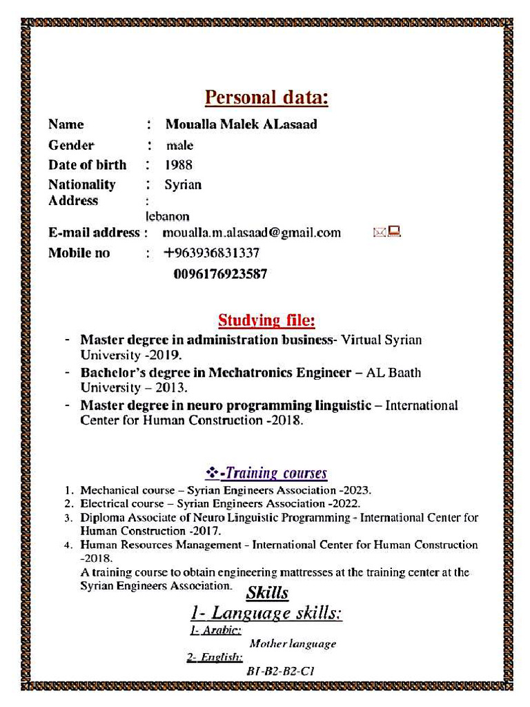 CV Leban Mou For Any Job | PDF