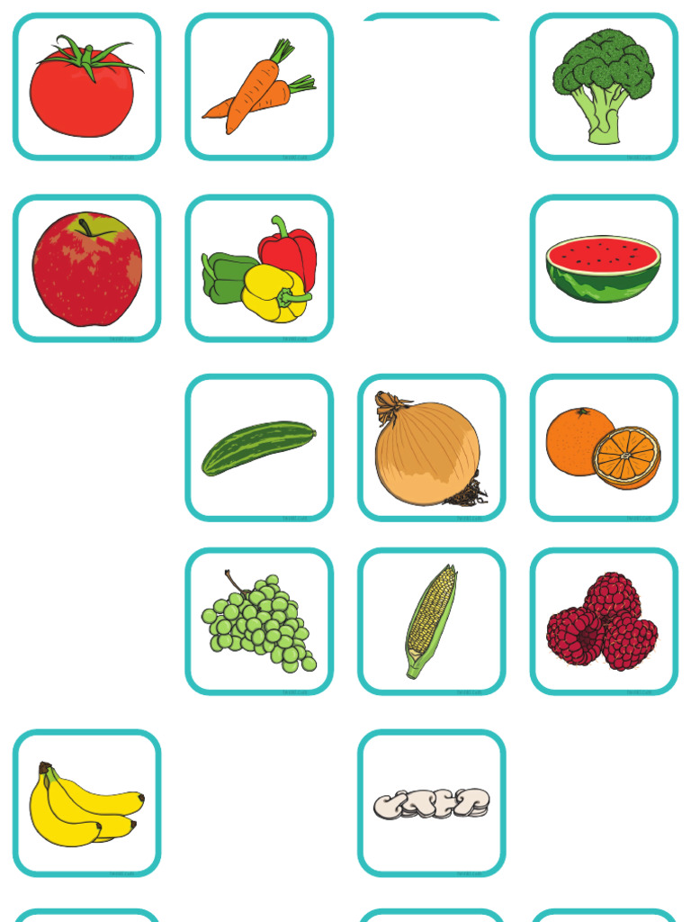 Color Fruit and Vegetables Cards | PDF