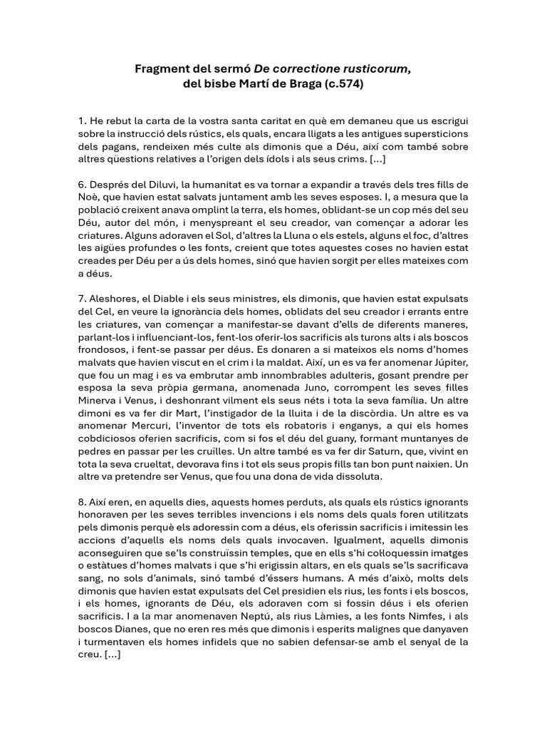 Fragment Del Sermó de Correctione Rusticorum | PDF