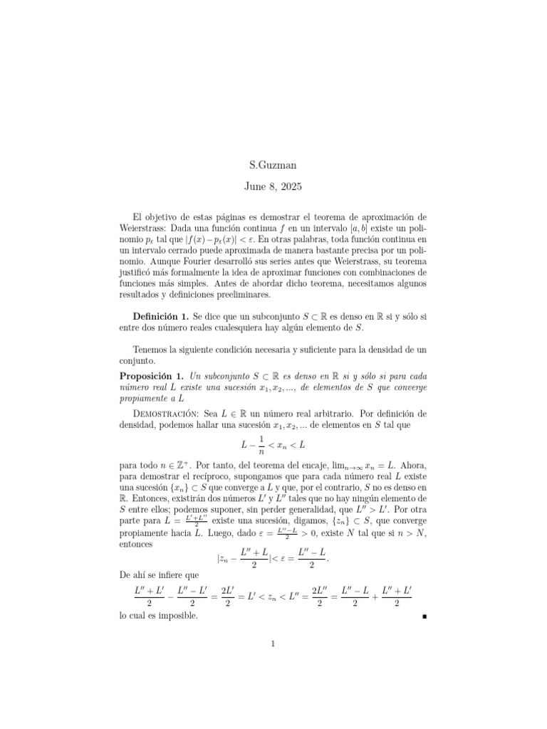 Prueba Elemental Del Teorema de Aproximación de Weierstrass | PDF | Topología | Geometría