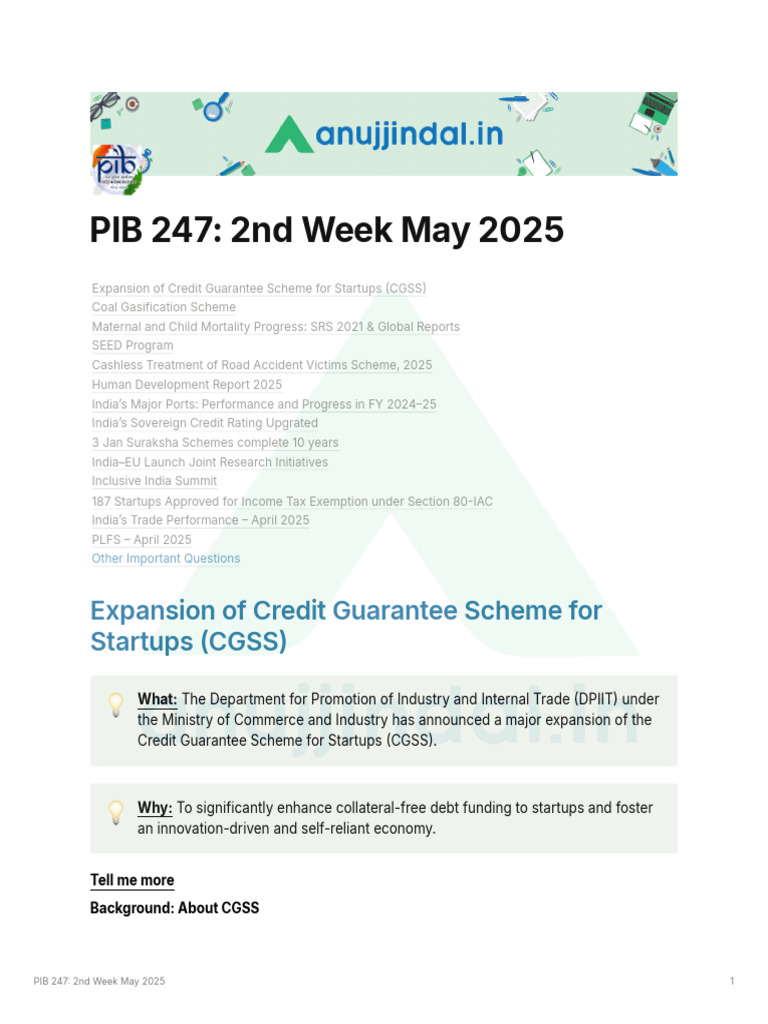PIB 247 2nd Week May 2025 Lyst1747477385121 | PDF | Government Debt ...