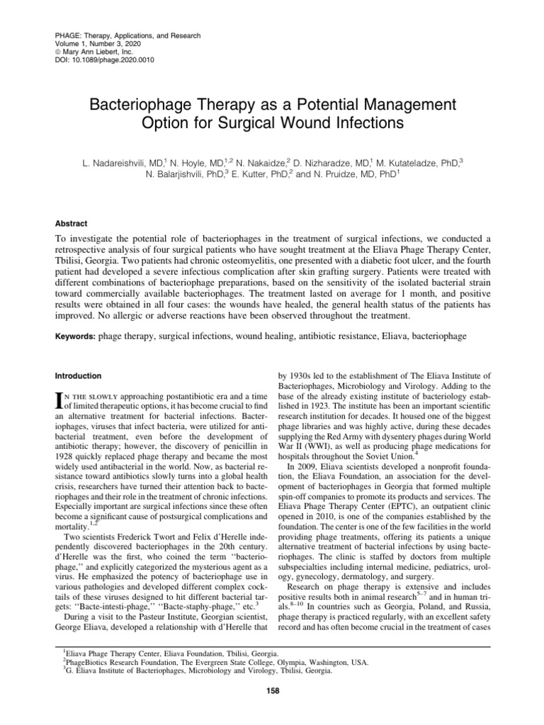 Bacteriophage Therapy As A Potential Management | PDF | Bacteriophage | Staphylococcus Aureus