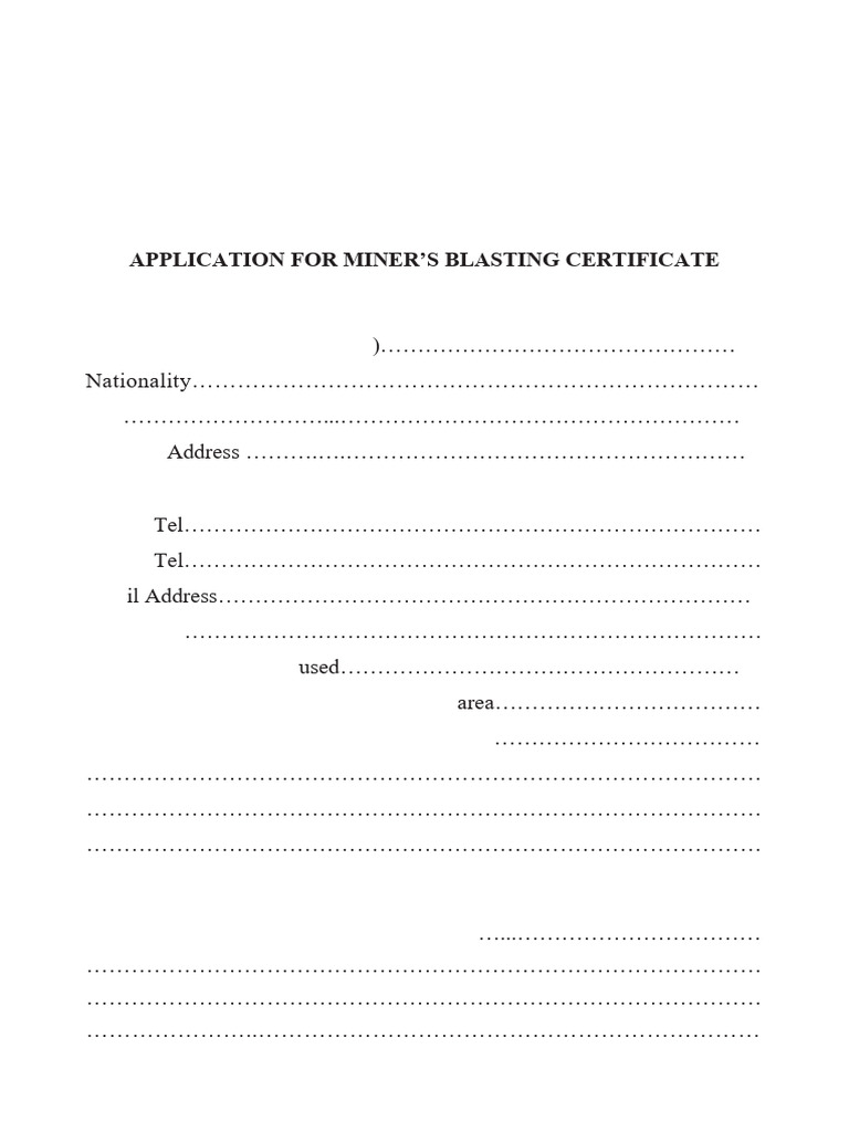 FORM 61 Application For Miner - S Blasting Certificate-Output | PDF
