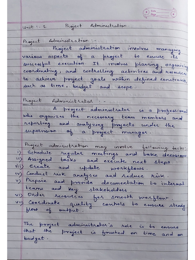 Unit - 2 Project Administration | PDF