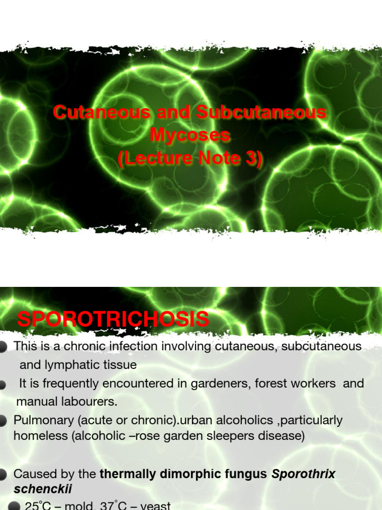 Cutaneous and Subcutaneous Mycoses | PDF | Immunology | Medical Specialties