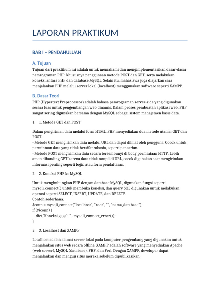 Laporan Praktek PHP | PDF