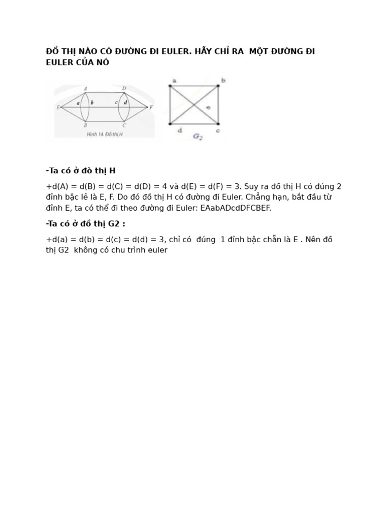 ĐỒ THỊ NÀO CÓ ĐƯỜNG ĐI EULER | PDF