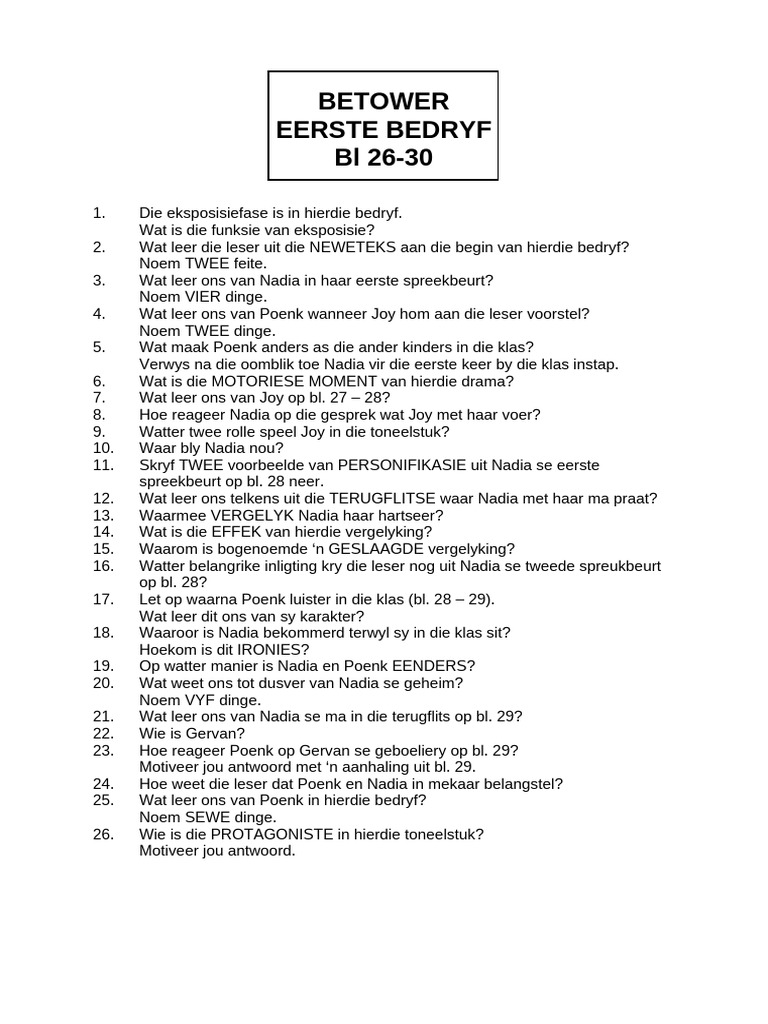 Bedryf 1 Vrae | PDF