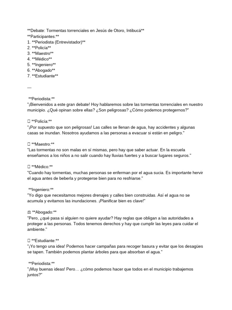 Debate - Tormentas Torrenciales en Jesús de Otoro, Intibucá | PDF