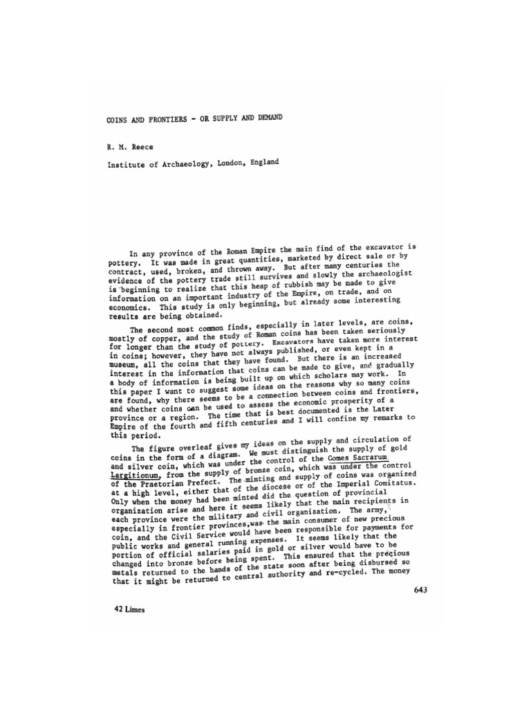 Reece - Coins and Frontiers or Supply and Demand | PDF