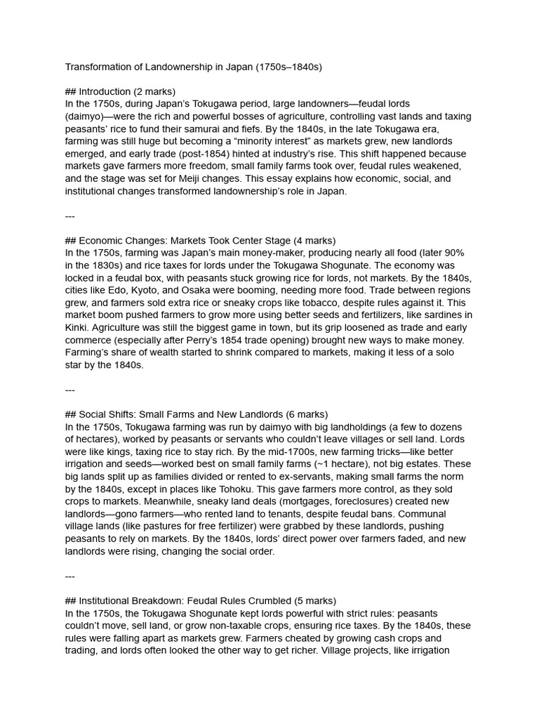 Transformation of Landownership in Japan (1750s–1840s) | PDF ...